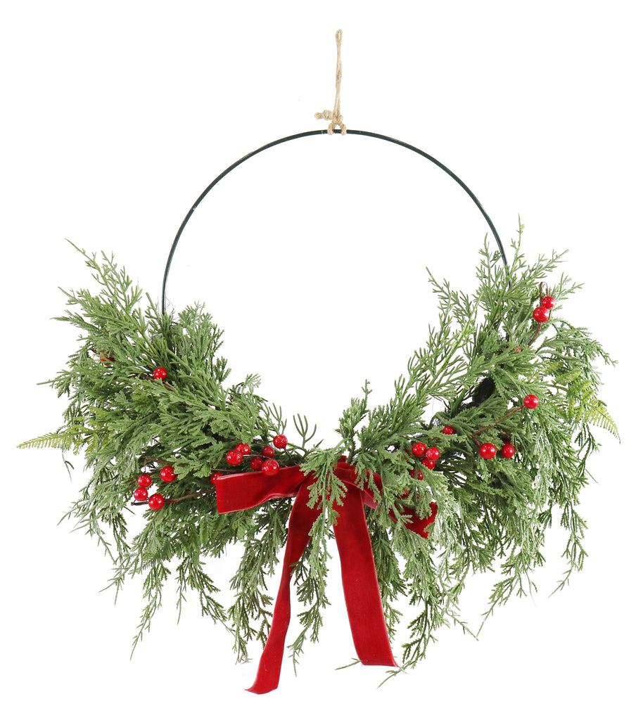 wire-half-wreath-berries 45cm / Pine Berry Wire Wreath 50cm