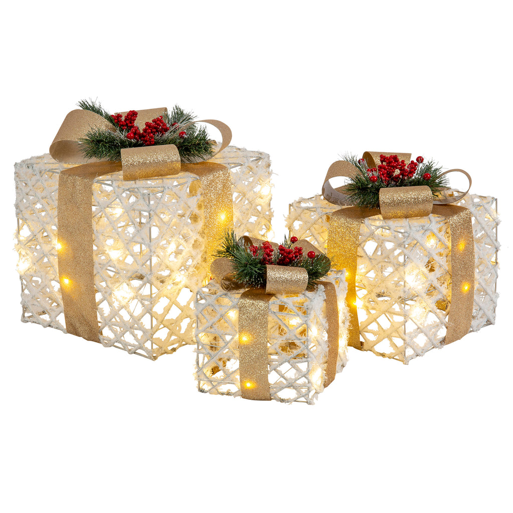 LED PRESENTS 3pc PINE BERRY TOPPER 2Asst